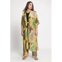 Ulla Popken Jerseykleid Kimono-Kleid Stehkragen Gürtel Fledermaus-Halbarm