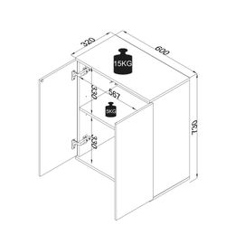 Vcm Holz Kommode Sideboard mit Dreht&uuml;ren Ma&szlig;e ca. H. 73 x B. 60 x T. 32 cm - Dalosa 2