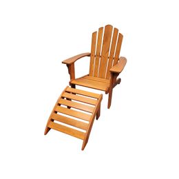 Promadino Set Deckchair mit Fu&szlig;ablage, Newport, honigbraun