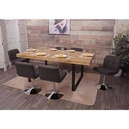 MCW 6er-Set Esszimmerstuhl Cadiz, K&uuml;chenstuhl Stuhl, Stoff/Textil Chrom drehbar MVG-zertifiziert ~ dunkelgrau