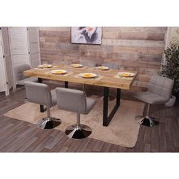 MCW 6er-Set Esszimmerstuhl Cadiz, K&uuml;chenstuhl Stuhl, Stoff/Textil Chrom drehbar MVG-zertifiziert ~ hellgrau