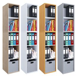 Vcm Holzregal stehend platzsparender Aktenschrank Ma&szlig;e ca. H. 184 x B. 35 x T. 37 cm Elegantes Regal B&uuml;roregal &ndash; Lona I 5f