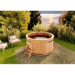 Badefass Bergen aus Holz, Badebottich, Hot Tub, Schwimmbecken, Jacuzzi outdoor, ø 200 x 101 cm, ohne Ofen - Naturbelassen - FinnTherm