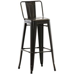 CLP Barhocker mit Lehne im Industrial-Look Mason, mit R&uuml;ckenlehne und Fu&szlig;ablage, Barstuhl mit R&uuml;ckenlehne, Tresenhocker mit Bodenschoner