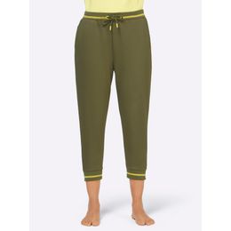 feel good Damen Hose 3/4-lang, oliv, Gr&ouml;&szlig;e 52/54