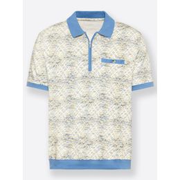 Marco Donati Herren Kurzarm-Poloshirt, mittelblau-bedruckt, Gr&ouml;&szlig;e 48/50