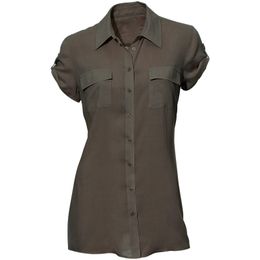 Heine Witt Damen Kurzarm-Bluse im Viskose-Mix, oliv, Gr&ouml;&szlig;e 44