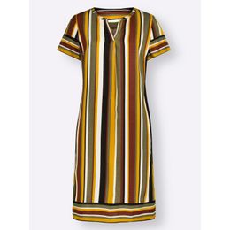 WITT Damen Webkleid mit Streifenmuster, ocker-khaki-gestreift, Gr&ouml;&szlig;e 52