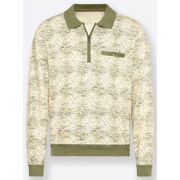 Marco Donati Herren Langarm-Poloshirt, khaki-bedruckt, Gr&ouml;&szlig;e 52/54