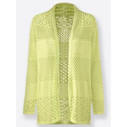 WITT Damen Strickjacke mit Ajour-Muster, pistazie, Gr&ouml;&szlig;e 36