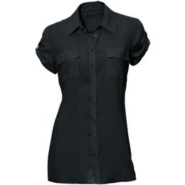 Heine Witt Damen Kurzarm-Bluse im Viskose-Mix, schwarz, Gr&ouml;&szlig;e 42