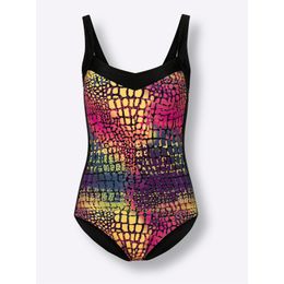 WITT Damen Badeanzug mit Raffung an den Softcups, schwarz-bedruckt, Gr&ouml;&szlig;e 42C