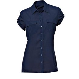 Heine Witt Damen Kurzarm-Bluse im Viskose-Mix, marine, Gr&ouml;&szlig;e 36