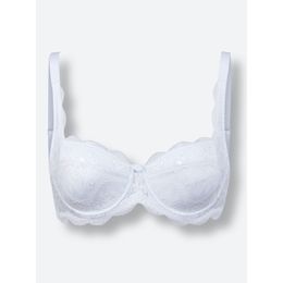 SuSa Damen Dirndl-BH mit B&uuml;gel und bestickter Bord&uuml;re, wei&szlig;, Gr&ouml;&szlig;e 95D