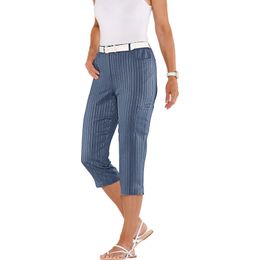Damen Caprihose mit imitiertem Knopfverschluss rauchblau, Größe 54