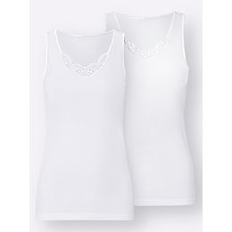 w&auml;schepur w&auml;schepur Damen Achselhemd mit Batist-Motiv, wei&szlig;, Gr&ouml;&szlig;e 38