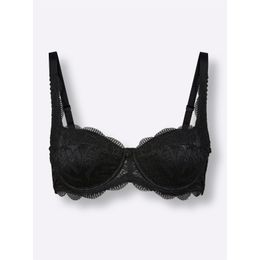 SuSa Damen Dirndl-BH mit B&uuml;gel und bestickter Bord&uuml;re, schwarz, Gr&ouml;&szlig;e 80B