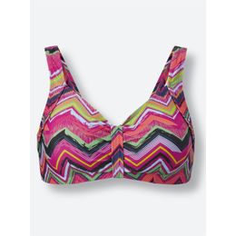 feel good Damen Bikini-Oberteil mit Zierriegel, magenta-gemustert, Gr&ouml;&szlig;e 42D