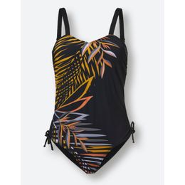 feel good Damen Badeanzug mit Vollkorsage, schwarz-mandarine, Gr&ouml;&szlig;e 48B