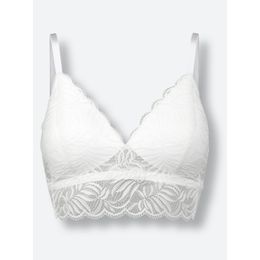 w&auml;schepur w&auml;schepur Damen Schalen-BH ohne B&uuml;gel mit floraler Spitze rundum, wei&szlig;, Gr&ouml;&szlig;e 85B
