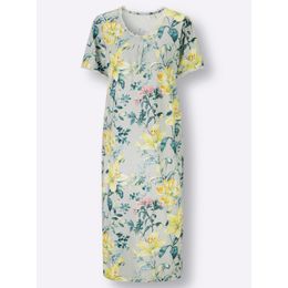 w&auml;schepur w&auml;schepur Damen Nachthemd im floralen Dessin, hellgrau-gelb-bedruckt, Gr&ouml;&szlig;e 48/50