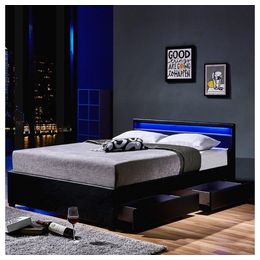 Home Deluxe Bett LED Bett NUBE mit Schubladen (Set