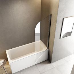 Duschabtrennung 90x140cm Duschwand für Badewanne, 180°Single Faltbar Duschwand Badewannenaufsatz mit 6mm Nano Easy Clean Glas - Meykoers
