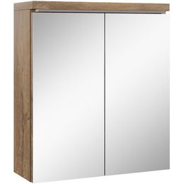 Badplaats Badezimmer Spiegelschrank Toledo 60cm Braun Eiche – Stauraum Unterschrank Möbel zwei Türen Badschrank - Braun eiche