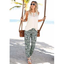 Lascana Damen Strandhose, Blau, Gr. 46, Sommerhosen, Material: Viskose