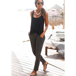 Buffalo Damen Strandhose, Schwarz, Gr. 38, Sommerhosen, Material: Viskose