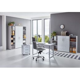 Büro-Set BMG MÖBEL "Tabor Mini Kombi 5" Arbeitsmöbel-Sets grau (lichtgrau, weiß hg) Büromöbel-Sets