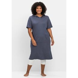 sheego Große Größen: Relax-Shirtkleid mit Kängurutasche und Kapuze, indigo, Gr.48/50