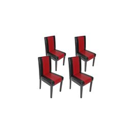 MCW 4er-Set Esszimmerstuhl Stuhl Küchenstuhl Littau ~ Kunstleder, schwarz-rot, dunkle Beine