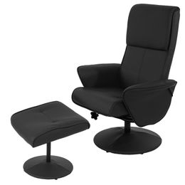 MCW Relaxsessel Stockholm, Fernsehsessel Relaxliege TV-Sessel mit Hocker ~ Kunstleder, schwarz