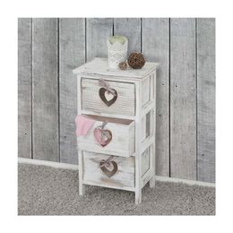 MCW Kommode Sues, Schubladenkommode Schrank, 3 Schubladen mit Herzen 55x29x25cm, Shabby-Look, Vintage