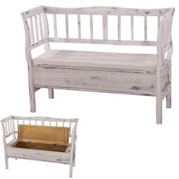 MCW Sitzbank H207, Bank Truhenbank Holzbank Aufbewahrungstruhe, Staufach Kissen Holz 119cm ~ weiß, shabby