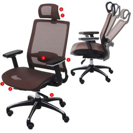 Bürostuhl MCW-A20, Schreibtischstuhl Drehstuhl, ergonomisch Kopfstütze Stoff/Textil ~ mandarin