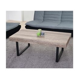 MCW Couchtisch Genk H576, Wohnzimmertisch, 40x110x60cm, MVG-zertifiziert ~ Wildeiche, dunkle Metall-Füße