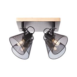 Brilliant Lampe, Whole Spotplatte 4flg schwarz/holzfarbend, Metall/Holz, 4x D45, E14, 40W,Tropfenlampen (nicht enthalten)