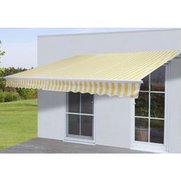 Alu-Markise MCW-E31, Gelenkarmmarkise Sonnenschutz 3x2,5m ~ Polyester Gelb/Weiß