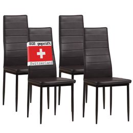 ALBATROS Esszimmerstühle MILANO 4er Set, Braun - Polsterstuhl mit Kunstleder-Bezug, Modernes Stilvolles Design am Esstisch - Küchenstuhl oder Stuhl Esszimmer mit hoher Belastbarkeit: 110kg