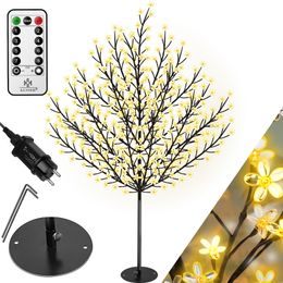 Kesser® Kirschblütenbaum mit Fernbedienung Lichterbaum Indoor Outdoor Metallfuß Stabil Weihnachten Beleuchtung Leuchtbaum Warmweiß