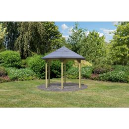 Karibu CHILLROI Sechseckiger Holzpavillon 235 x 208 cm Gartenpavillon Terrassenüberdachung kesseldruckimprägniert