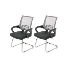 MCW 2er-Set Konferenzstuhl Afragola, Besucherstuhl, Kunstleder MVG-zertifiziert ~ grau