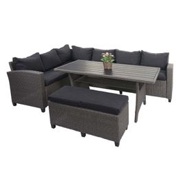 Poly Rattan Garnitur MCW-E96, Garten-/Lounge-Set Sitzgruppe, Spun Poly halbrundes Rattan ~ grau, Kissen anthrazit