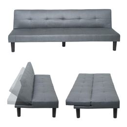 3er-Sofa MCW-G11, Couch Schlafsofa Gästebett Bettsofa Klappsofa, Schlaffunktion 195cm ~ Stoff/Textil, grau