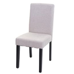 MCW Esszimmerstuhl Littau, Küchenstuhl Stuhl, Stoff/Textil ~ creme-beige, dunkle Beine