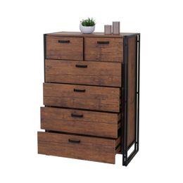 Highboard MCW-A27, Kommode Schrank, 6 Schubladen 115x80x40cm 3D-Struktur, Wildeiche-Optik