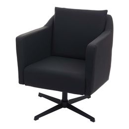 Lounge-Sessel MCW-H93b, Sessel Cocktailsessel Relaxsessel mit Fußkreuz, drehbar ~ Kunstleder schwarz