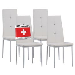 ALBATROS Esszimmerstühle DIAMOND 4er Set, Weiss - Edler Diamant-Look, Polsterstuhl mit Kunstleder-Bezug, Modernes Stilvolles Design am Esstisch Küchenstuhl Stuhl Esszimmer hohe Belastbarkeit